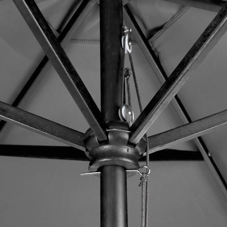 2.7m Wooden Framed Garden Parasol Shader with Grey Canopy